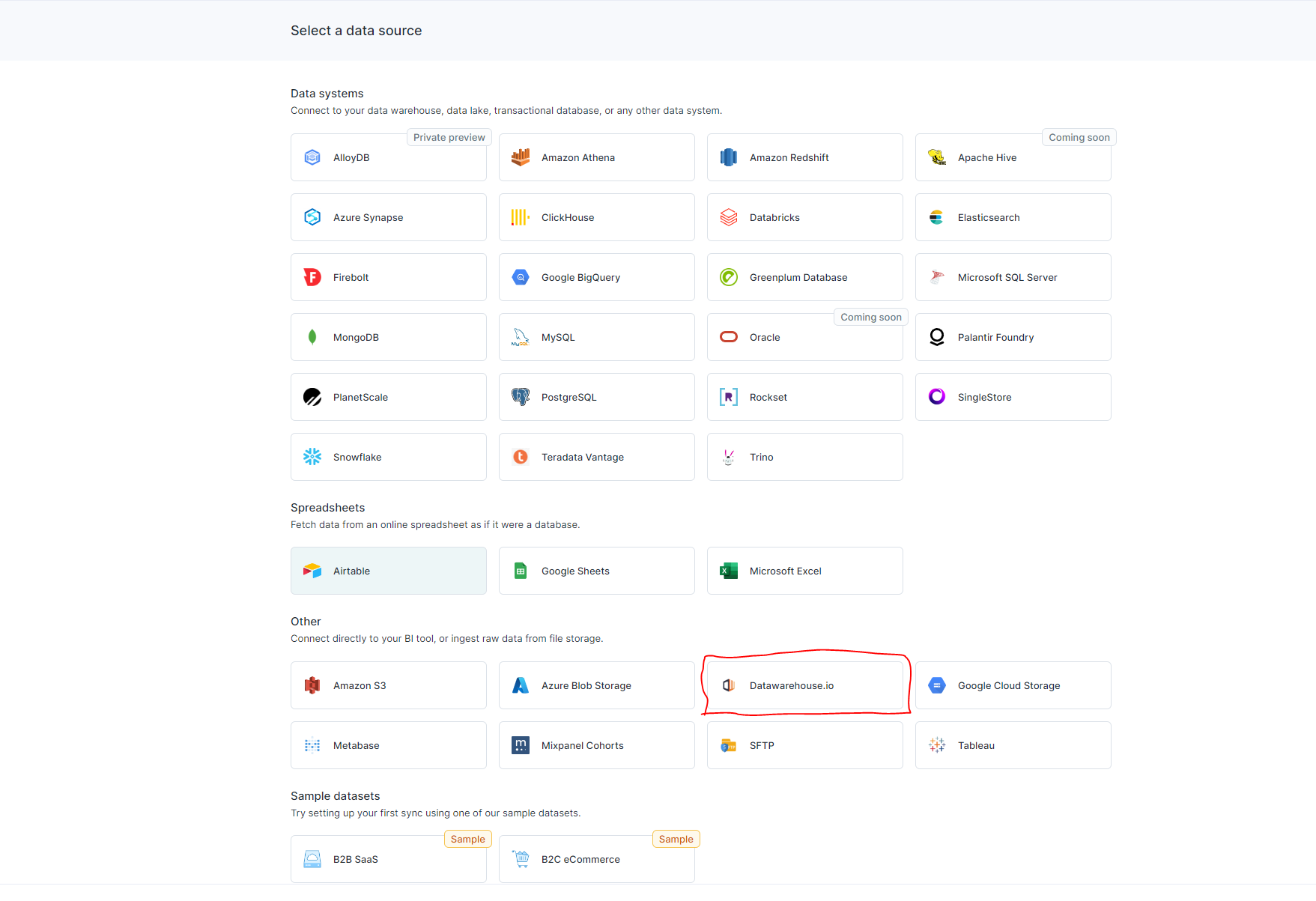 Datawarehouse.io for Hightouch Setup Guide